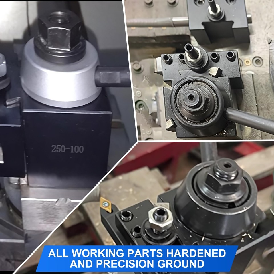 AXA Size 250-100 Set Piston Type Quick Change Tool Post Set for Lathe 6 ...