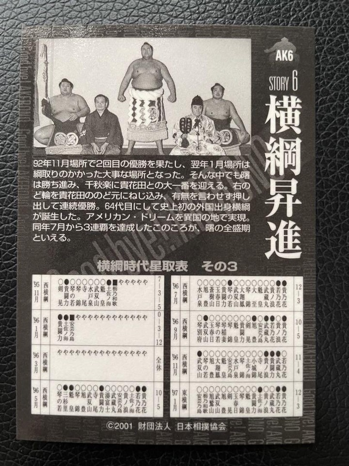 BBM 2001 Sumo Card Insert AK6 Akebono Used Collectible | eBay