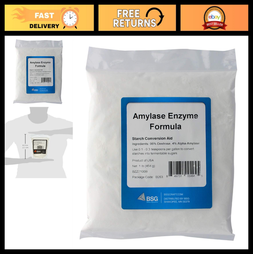 "Amylase Enzyme Powder - 1 lb for Brewing, Baking & Fermentation - High ...