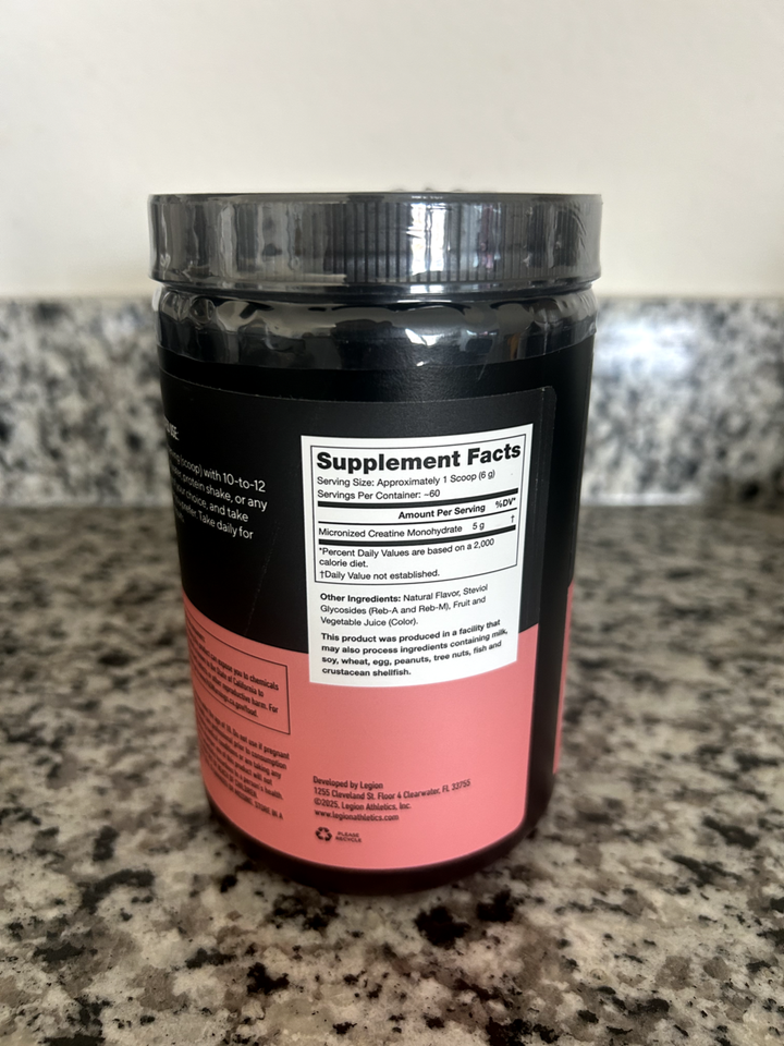 LEGION Micronized Creatine Monohydrate Supplement - Clean Creatine ...