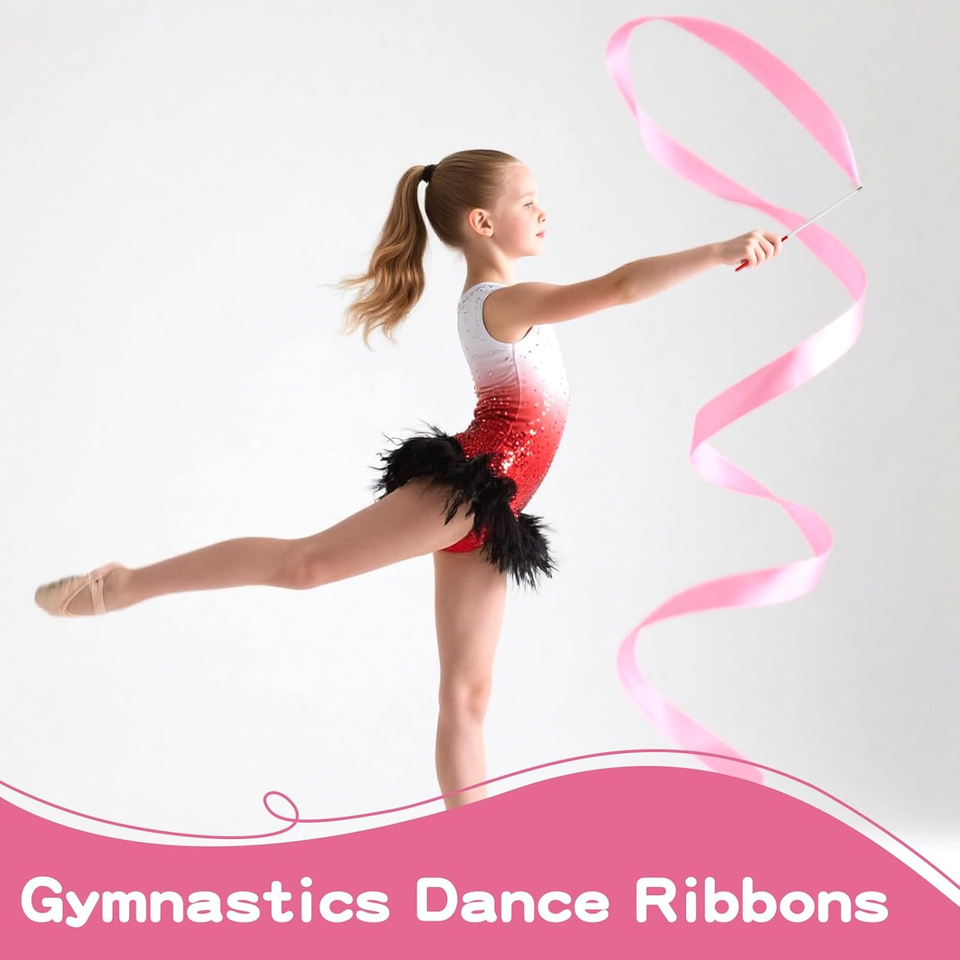 10Pcs Dance Ribbons，Rainbow Gymnastics Ribbons for Kids Dancer ...
