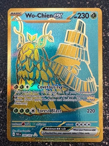 Wo-Chien ex 240/091 Paldean Fates Hyper Gold secret Rare Pokemon NM or ...