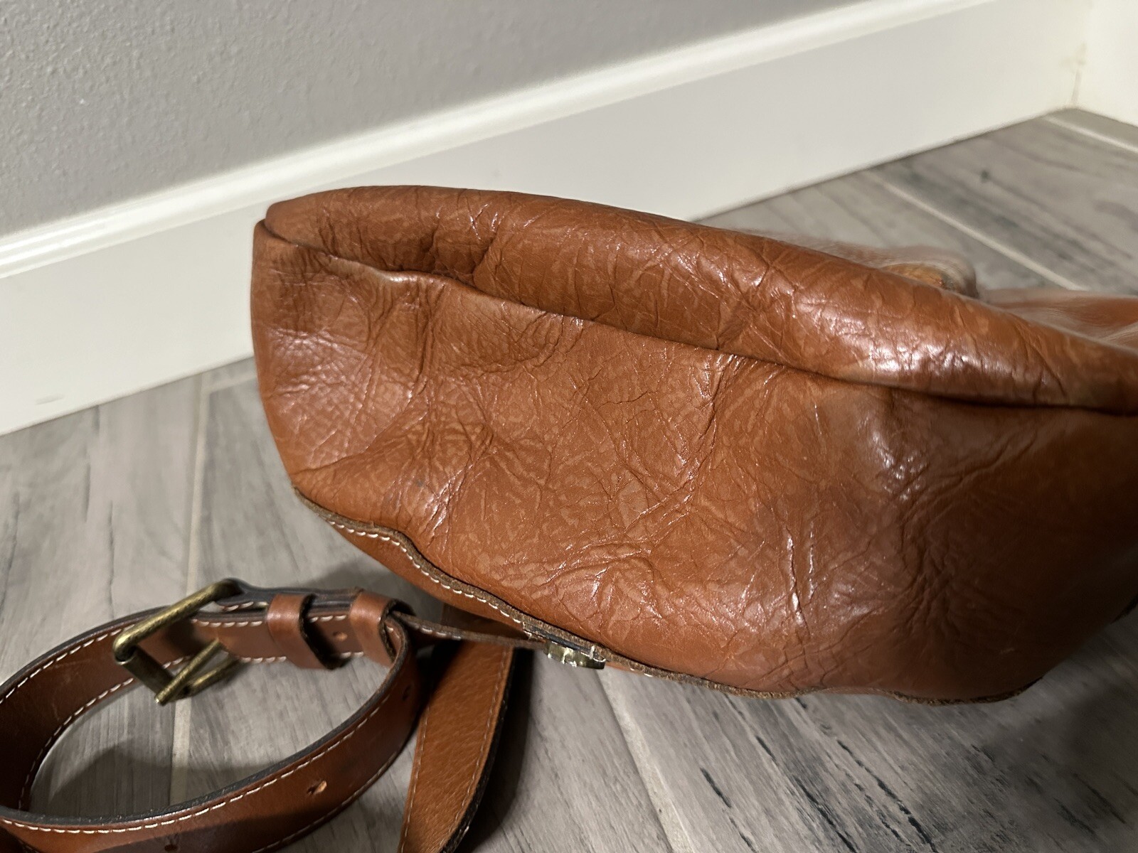 Vintage Patricia Nash Italian Leather Camel Brown Saddle Crossbody ...