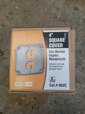 Hubbell Raco 902C 4" Duplex Receptacle Square Cover Steel. Box of 10 ...