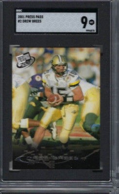 2001 Press Pass football card #2 Drew Brees Purdue San Diego SGC 9 ...