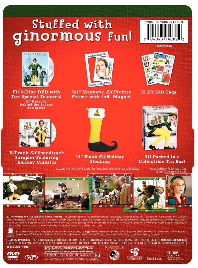 Elf Ultimate Collector Edition DVD & Holiday Goodies Christmas Tin ...