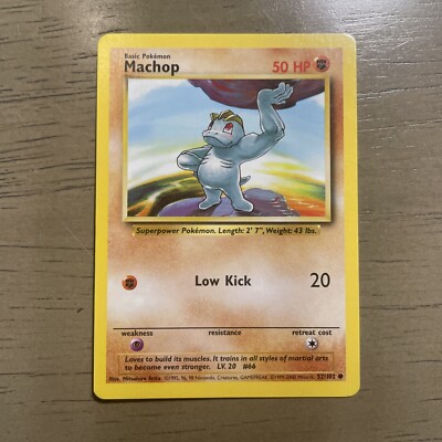4th Print Base Set Pokemon WOTC Machop 52/102 Common Card LP 1X | eBay