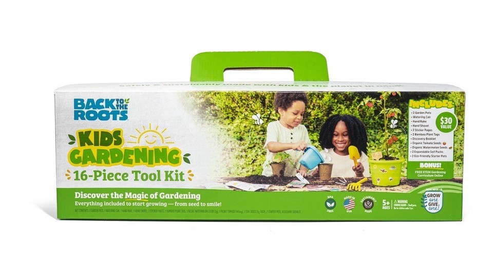 Back to the Roots Kids' Gardening Tool Kit with Organic Seeds, 16 Piece ...