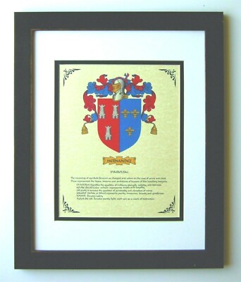 HERALDRY COAT OF ARMS ~ HERNANDEZ FAMILY CREST ~ FRAMED | eBay