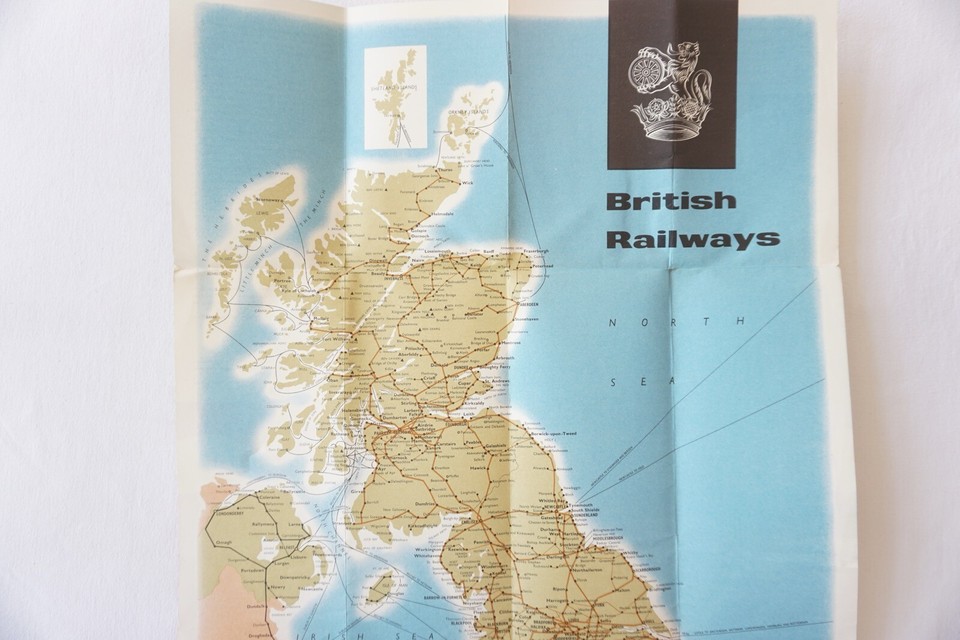 1950s British Rail Passenger Travel Facilities & Network Railway Map ...