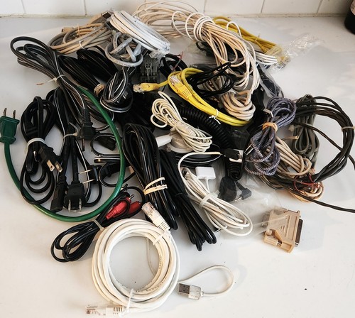 Assortment of Power, Network, Phone, Gaming, Speaker, Phono, Wires ...
