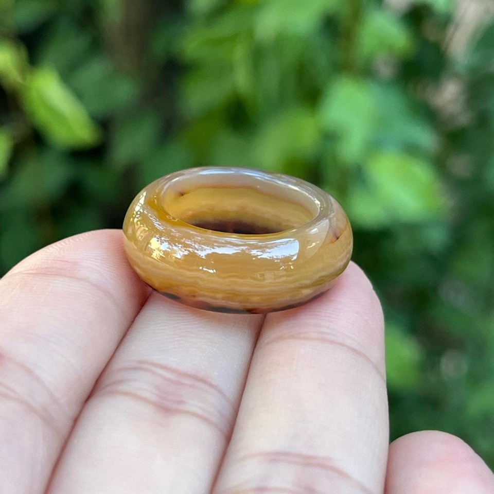 Size 6.5 natural banded agate ring | eBay UK