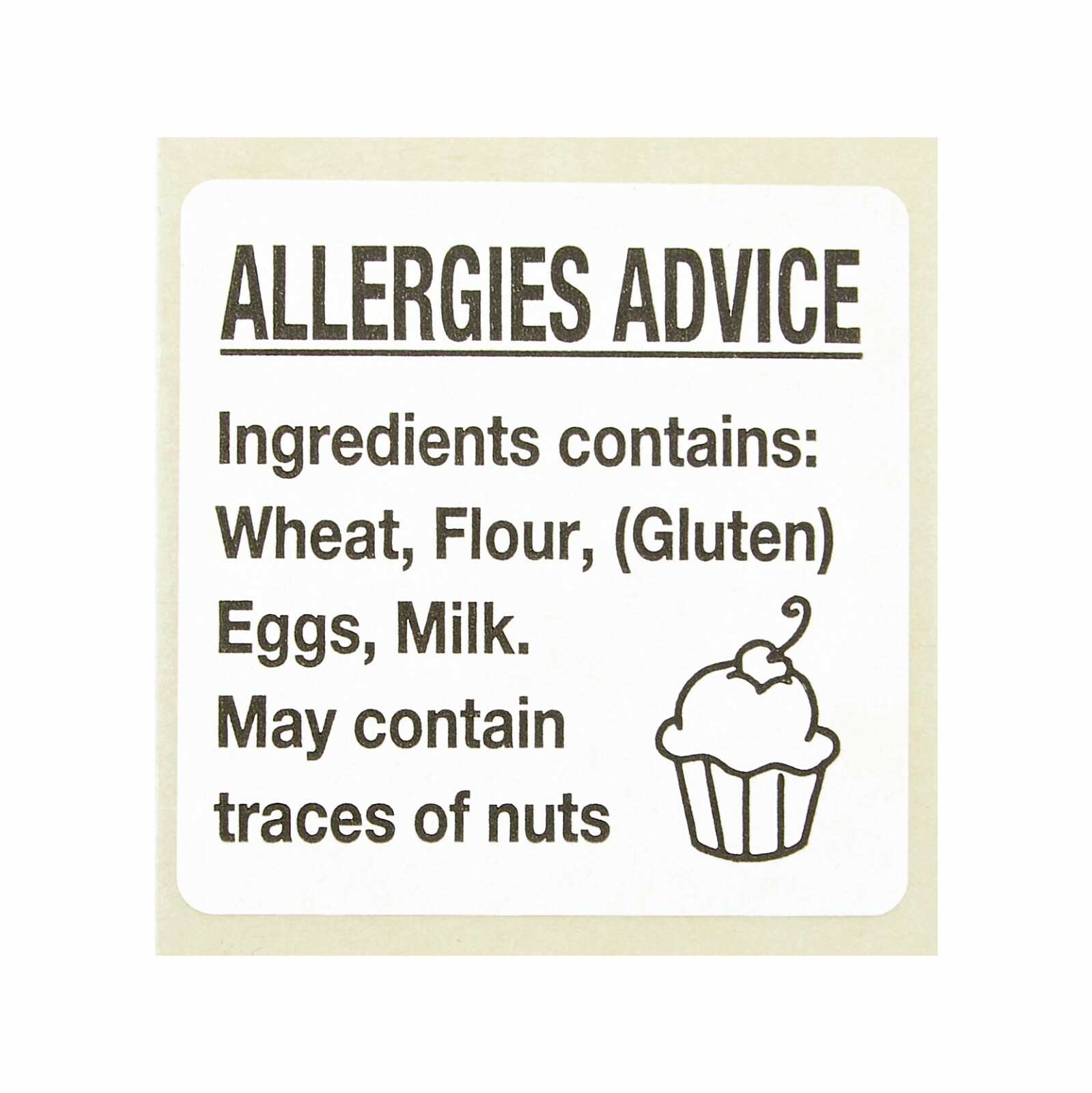 Cup Cake Allergy Labels,Cake allergen Warning Labels,Food Allergy ...