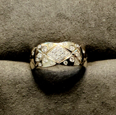 14K Yellow Gold Diamond Quilted Weave Band Ring | eBay