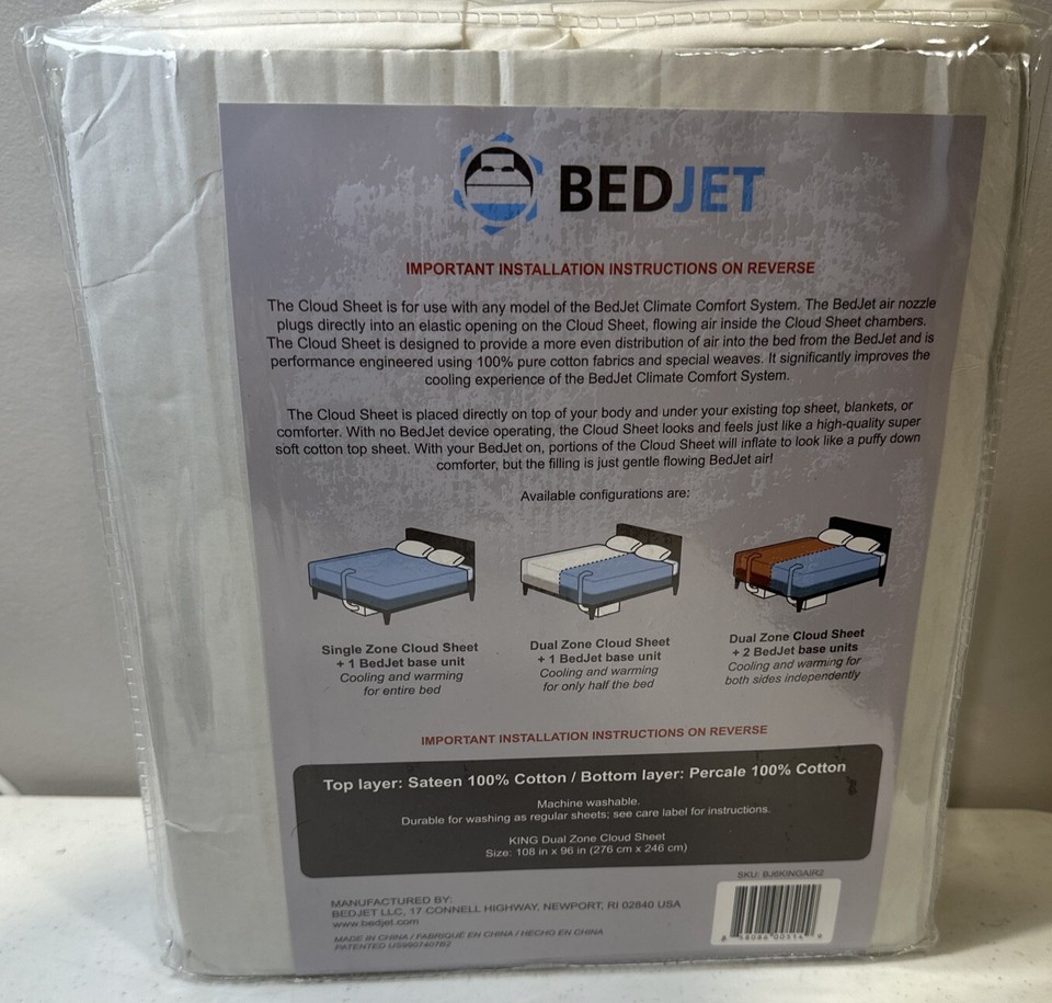 New In Package BedJet Cloud Sheet - Dual Zone - King Size (Cooling, Heating) 858086005163 | eBay