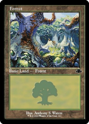 4x Forest (411) - Retro Frame MTG Dominaria Remastered NM Magic Regular ...