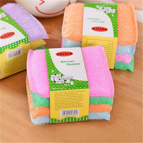 4 Pcs/ Double-Sided Dish Cleaning Sponges Non-Stick Dishwashing Cloth ...