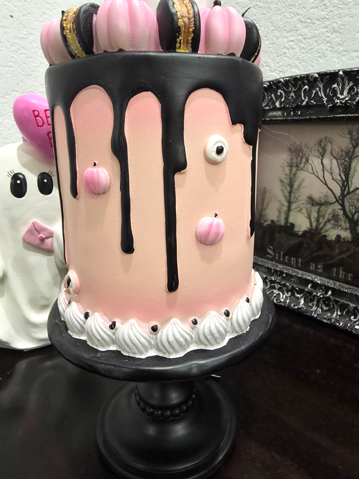 Ghoulish PINK Pumpkin Halloween Ghost Macaroon Cake Spooky Figurine 13 ...