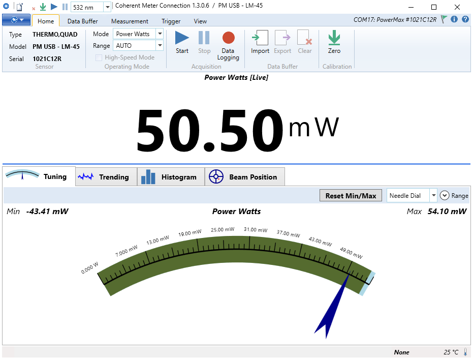 Coherent PowerMax PM-USB LM-45 25/45 Watt Broadband Thermopile Laser ...