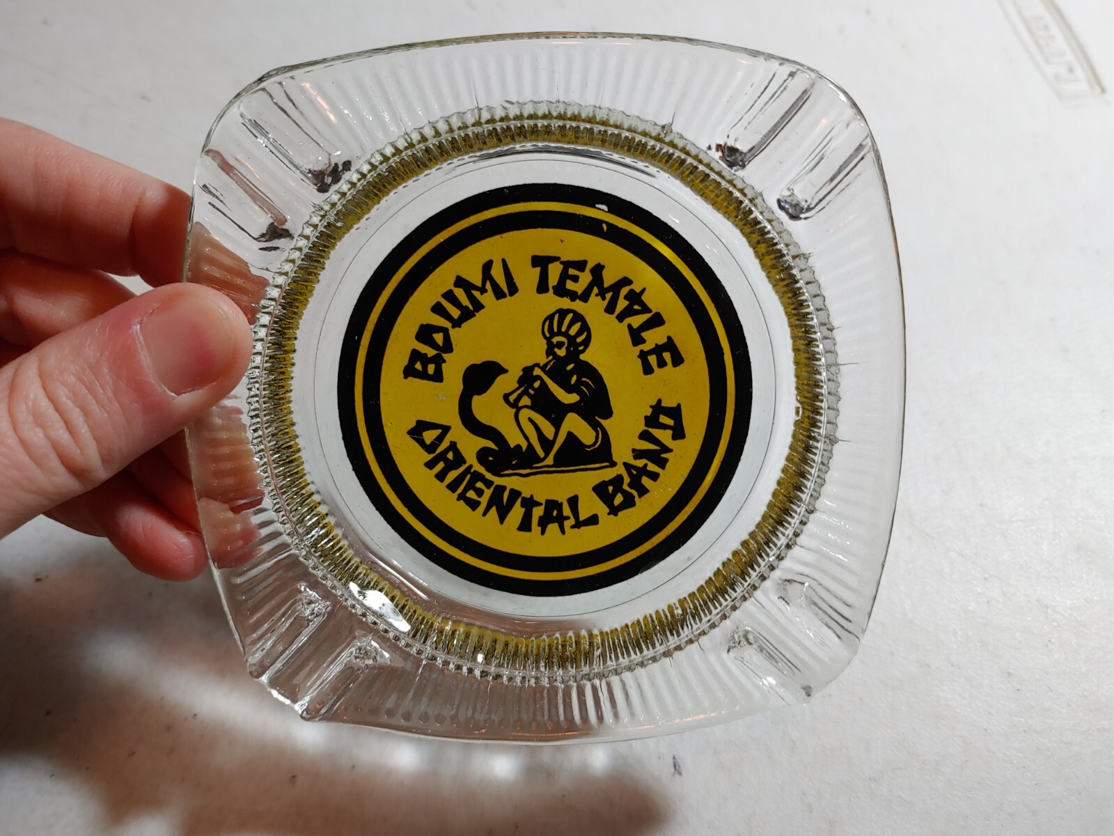 Vintage Boumi Temple Oriental Band Snake Charmer Shriners Glass Ashtray ...