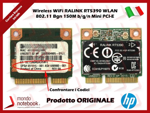 Carte Wifi sans Fil Ralink RT5390 WLAN 802.11 150M B/G/N Mini Pci-E ...