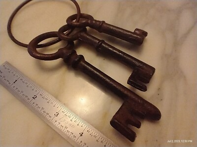 Reproduction Cast Iron Skeleton Keys 3 Large Lock Jail House Keys Wall ...