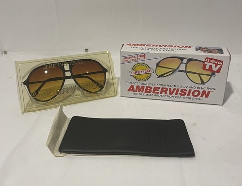 AmberVision Night Vision Glasses 80s Driving Aviator Frame Vintage NEW ...