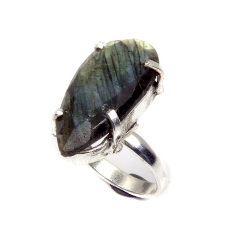 Birthstone Natural Blue Labradorite Silver Plated Gift Ring Adjustable h832 | eBay