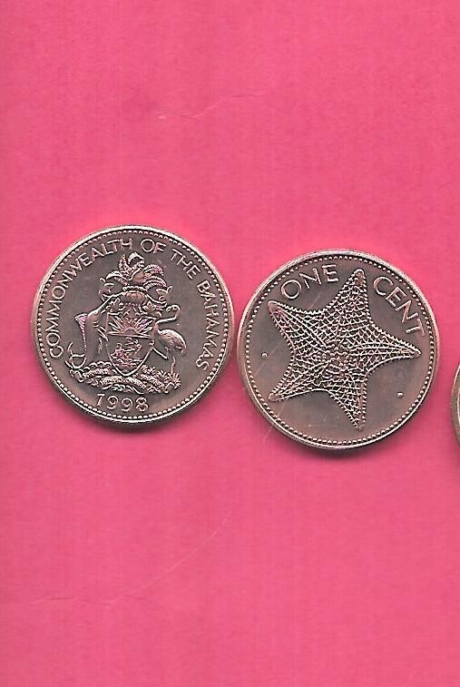BAHAMAS KM59a UNCIRCULATED-BU UNC-MINT 1998 1 CENT STARFISH COIN | eBay