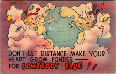 Vintage Postcard Cartoon Long Distance Love Clouds And Planets Humor | eBay