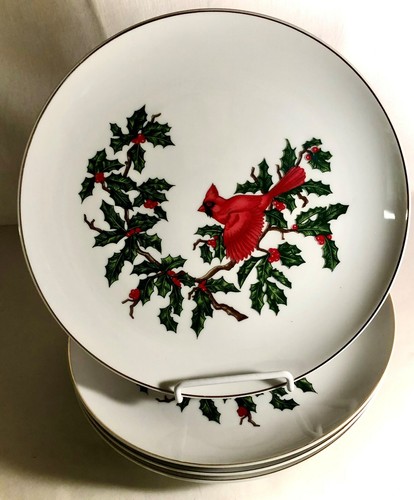 4 Lefton Red Cardinal 10 1/4" Dinner Plates | eBay