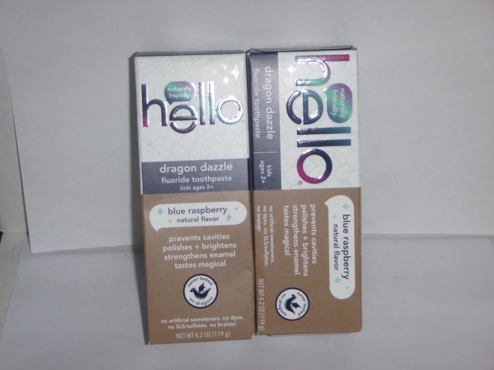 (2 pack) Hello Dragon Dazzle Fluoride Toothpaste Blue Raspberry 4.2oz ...