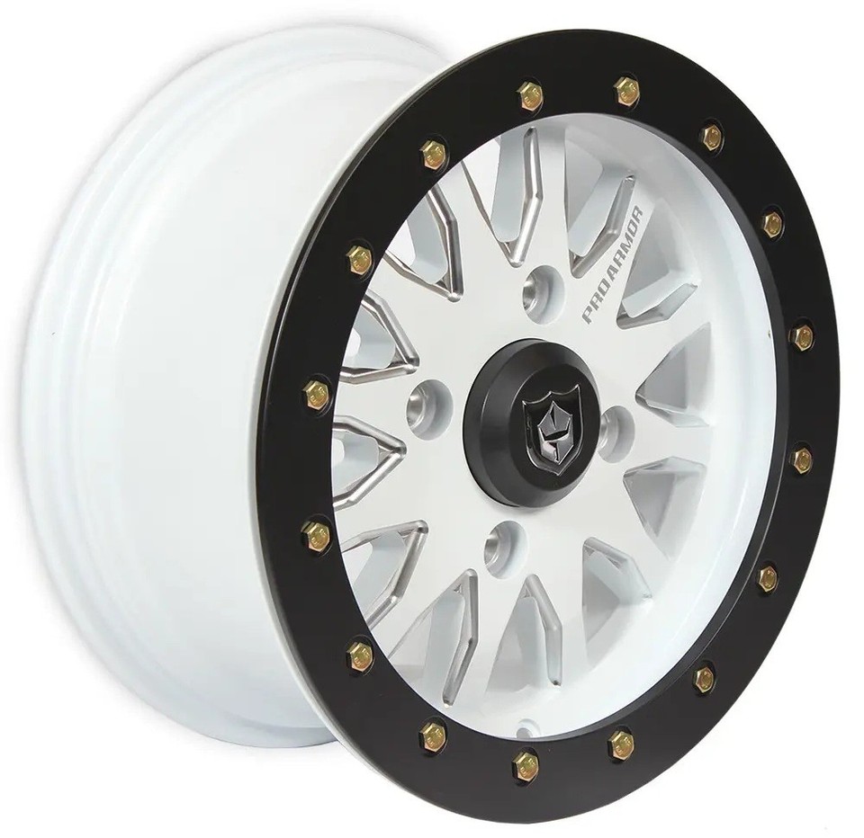 Pro Armor Halo Beadlock 15" Wheels Matte White Kawasaki Mule Pro FXT ...