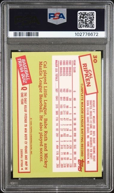 1985 Topps Tiffany #30 Cal Ripken Jr - PSA 9 | eBay