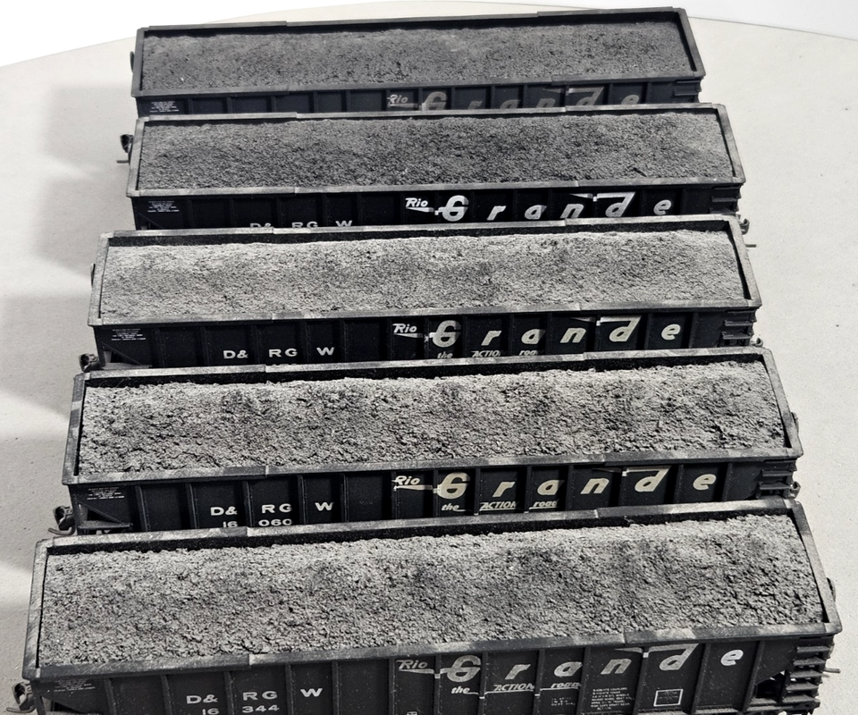 5 HO Scale Denver Rio Grande D&RGW Coal Train 4-Bay Hopper Cars with ...