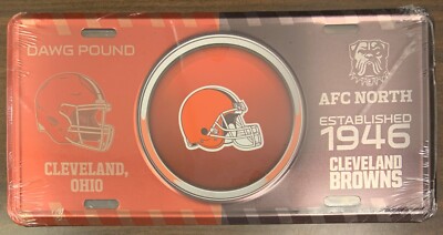 CLEVELAND BROWNS DAWG POUND 6"x12" METAL LICENSE PLATE CAR NEW RICO 🐶 ...