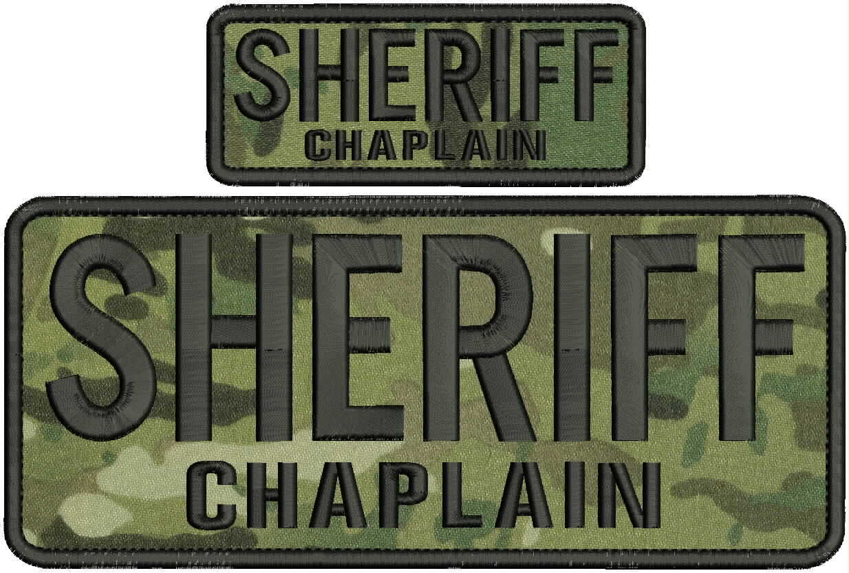 SHERIFF CHAPLAIN EMB PATCH 4X10&2X5 HOOK ON BACK MULTICAM/BLK | eBay