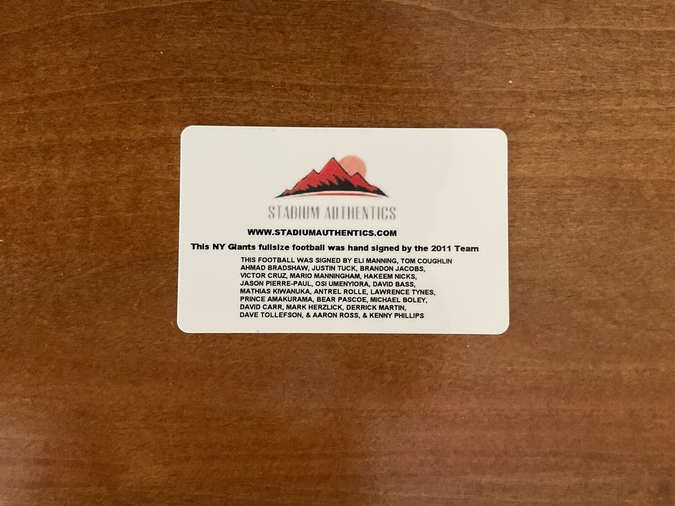 2011 New York Giants Team Signed Football Authenticity From Stadium ...