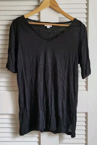 J.Jill Love Linen Women's Small Black V-Neck SS Elliptical Tunic Top ...