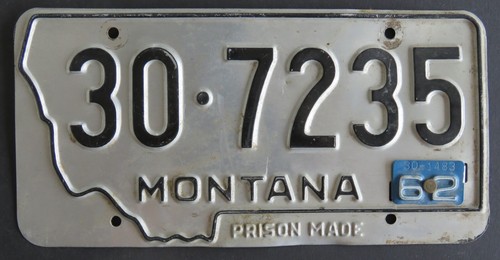 MONTANA / PRISON MADE license plate 1962 30-7235 | eBay
