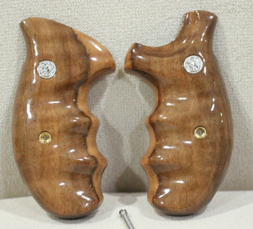 COMBAT WOOD GRIPS FOR S&W K, L FRAME MODEL 686 66 696 ROUND BUTT KAI ...