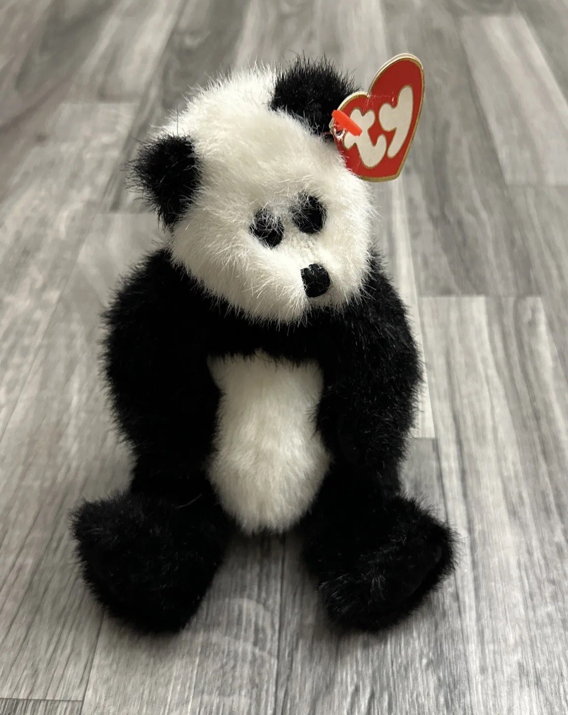 1993 TY Attic Treasures Checkers Black White Panda Bear Vintage 8” With ...