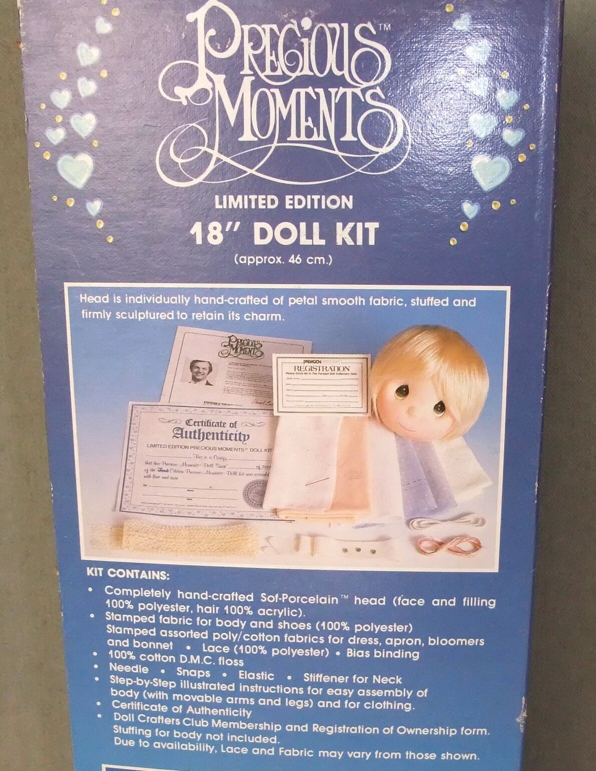 Vintage Precious Moments LIZZIE 18" Doll Kit Limit Ed. 1985 Paragon ...