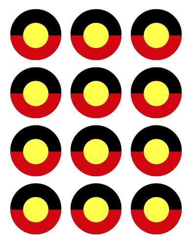 Aboriginal Flag Edible Cupcake Topper Icing Cake Decorations (2 Designs ...