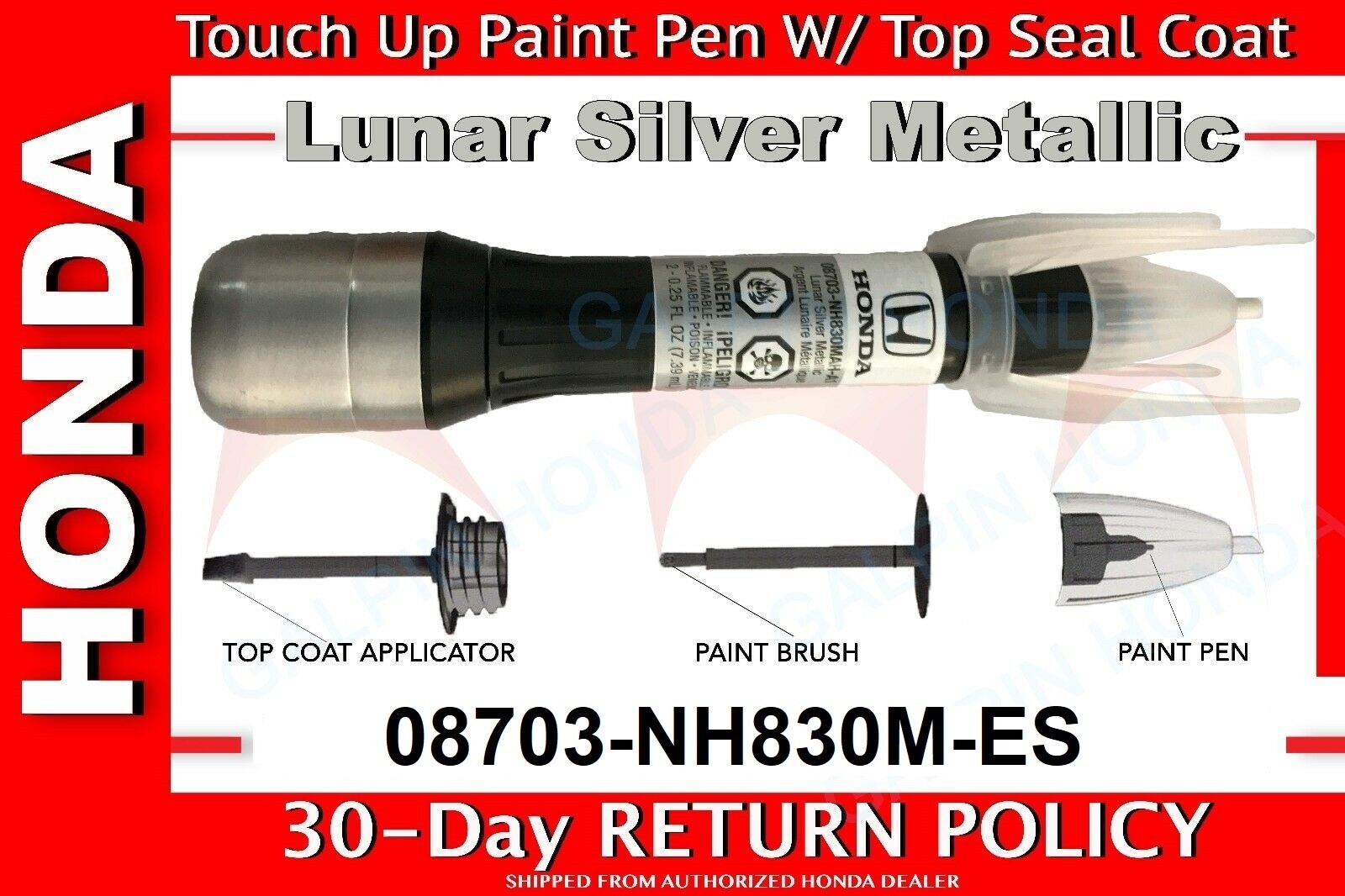 Genuine OEM Honda Touch-Up Paint Pen - NH-830M Lunar Silver Metallic