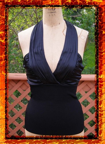 New size M 6-8 BEBE silk & rayon black halter top Sexy date night top ...