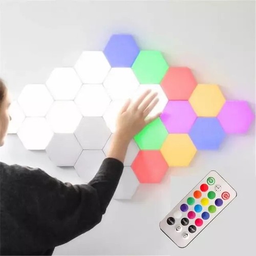 LED Wall Hexagon Lights 6pc Remote Control Hex Smart Modular Light ...