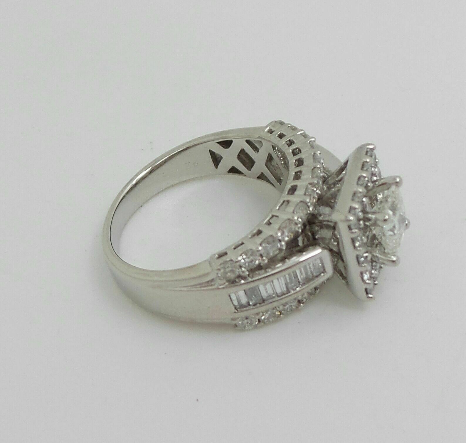 3/4Ct White Princess Cut Simulated Diamond Halo Frame Wedding Ring In ...