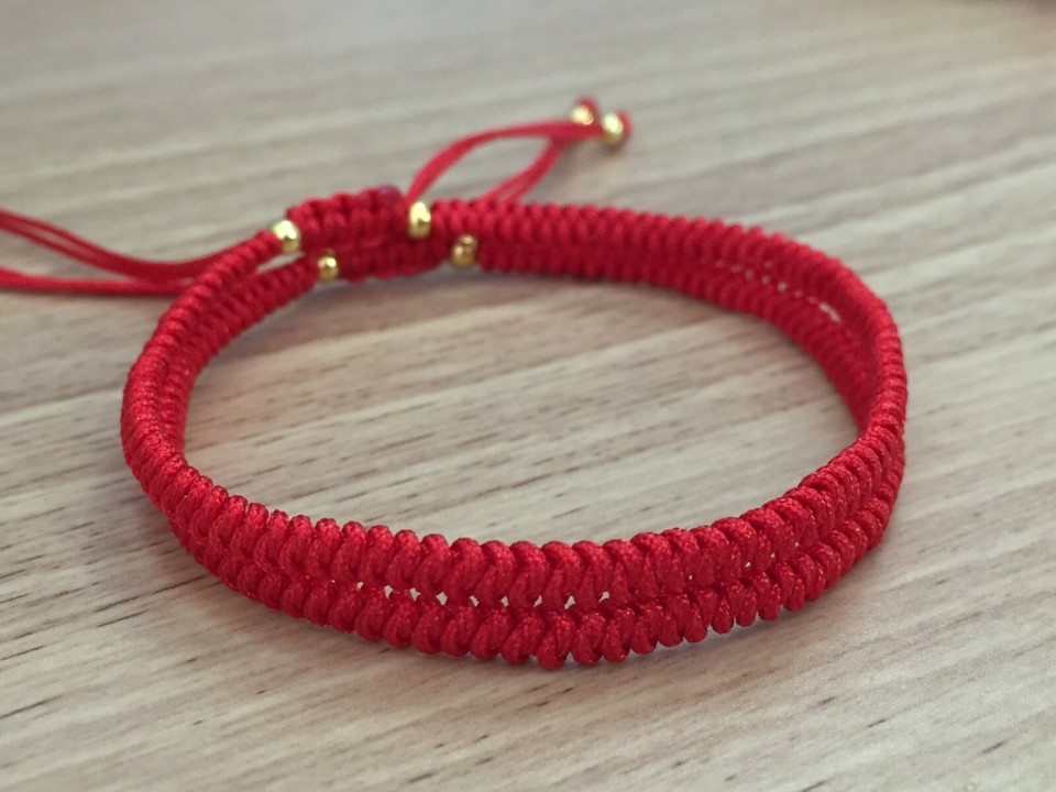2PCS COUPLE SET - Lucky Red String Gold Adjustable Braided Shamballa ...