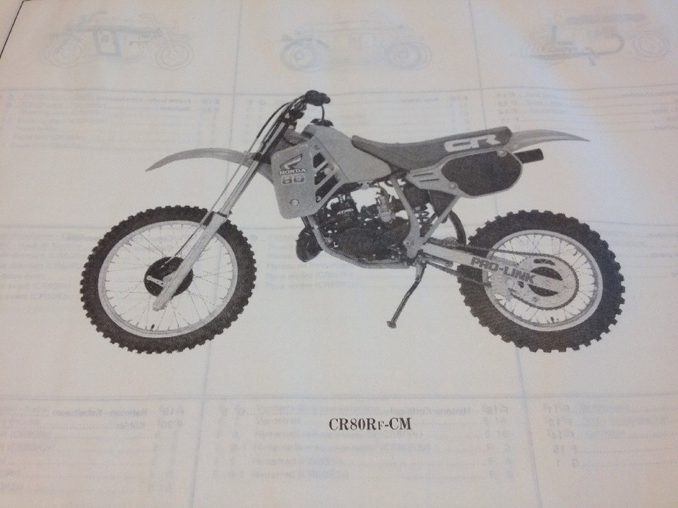 Honda CR80R CR80 R RF R2F Cr 80 Parts Lista Catalogo Pezzo di Ricambio ...